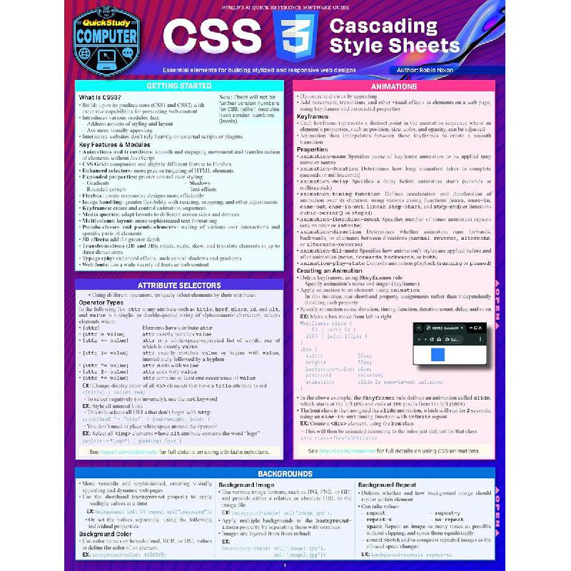 CSS 3: Cascading Style Sheets Quick Study Computer Nixon Robin - مكتبة جرير السعودية