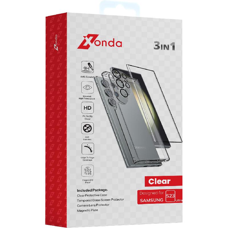 Xonda 3-in-1 Clear Case + Tempered Glass + Camera Lens Protector ...