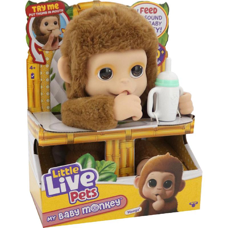 Moose Little Live Pets My Baby Monkey Interactive Plush Toy Brown ...