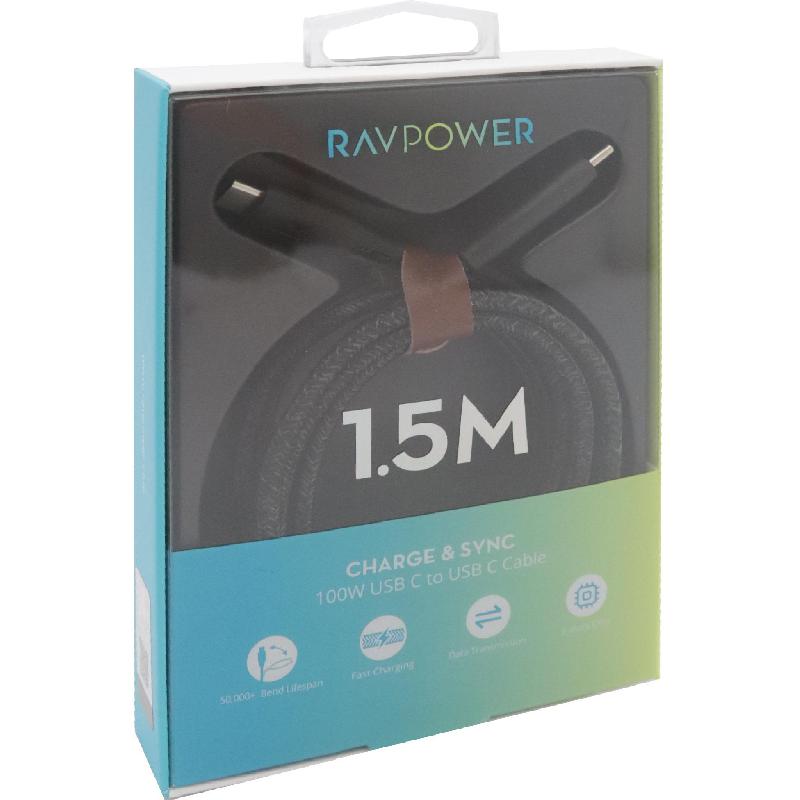 RAVPower USB-C to USB-C 100W Sync & Charge Cable 1.50 m ( 4.92 ft ...