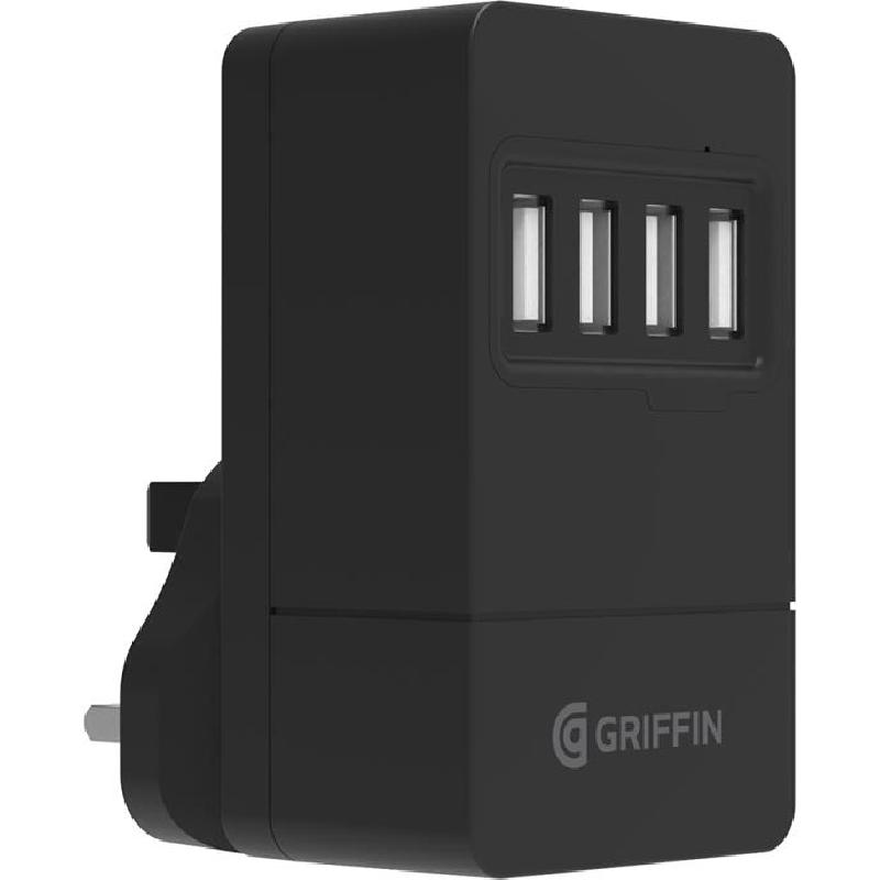 Griffin 4-Port USB Mains Charger 4.8A, Black