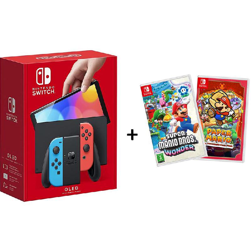 Nintendo Switch (OLED) Switch - OLED 64 GB Bundle with Super Mario Bros:Wonder &Paper Mario:The ...