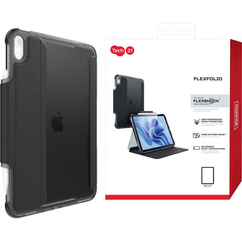 Tech21 FlexFolio Flip Cover Tablet Case Black for iPad A16/iPad 10.9 ...