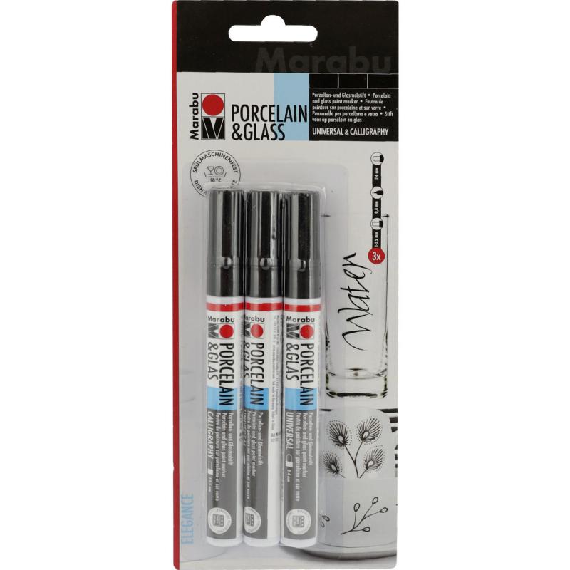 Marabu Porcelain/Glass Painting Porcelain Marker, Elegance Colors Set ...