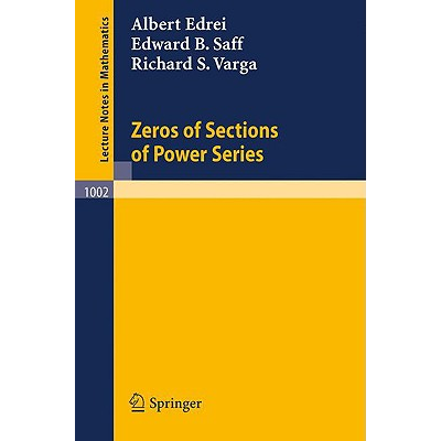 Zeros of Sections of Power Series Edrei, A. - Jarir.com KSA