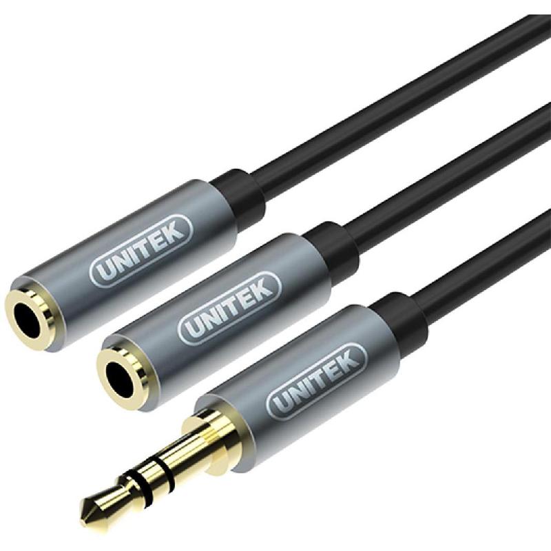 Unitek AUX (Male) to AUX (2X Female) Auxiliary Cable .20 m ( .66 ft ...
