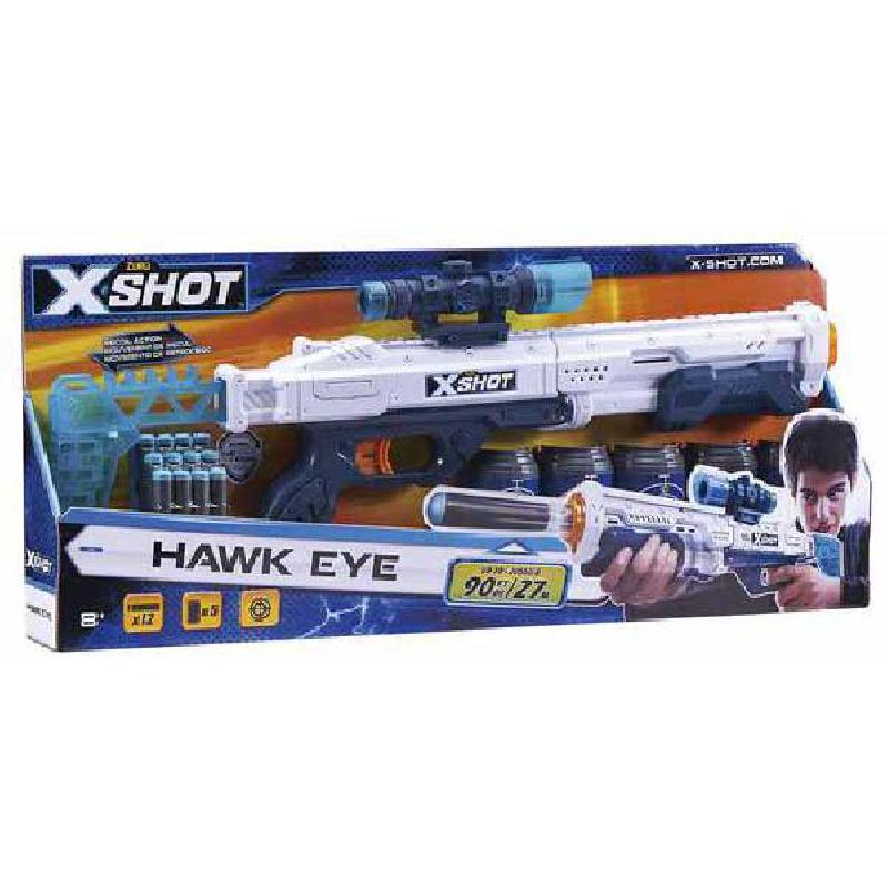 Zuru X-SHOT Hawk Eye Foam Dart Blaster Gun Play Weapons Blue/White ...