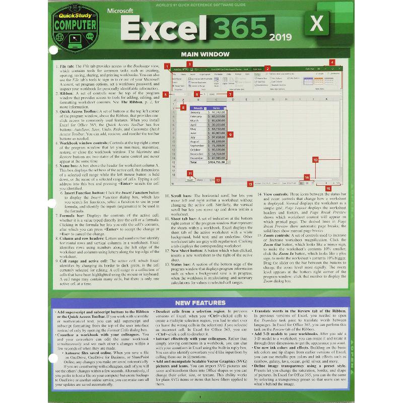 Microsoft Excel 365 2019 Quick Study Reference Guide Curtis Frye ...
