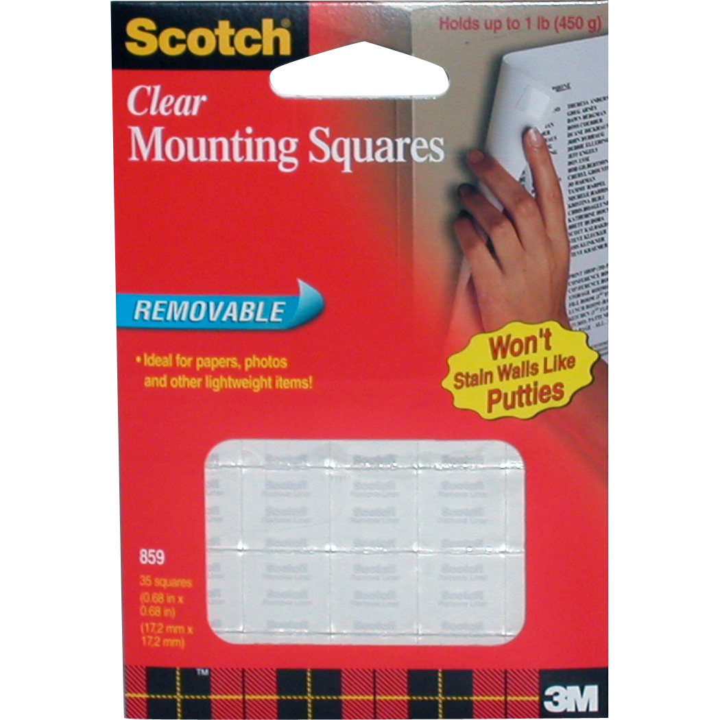 3M Scotch Removable Mounting Squares, 35 Pieces, .68 X .68", Clear ...