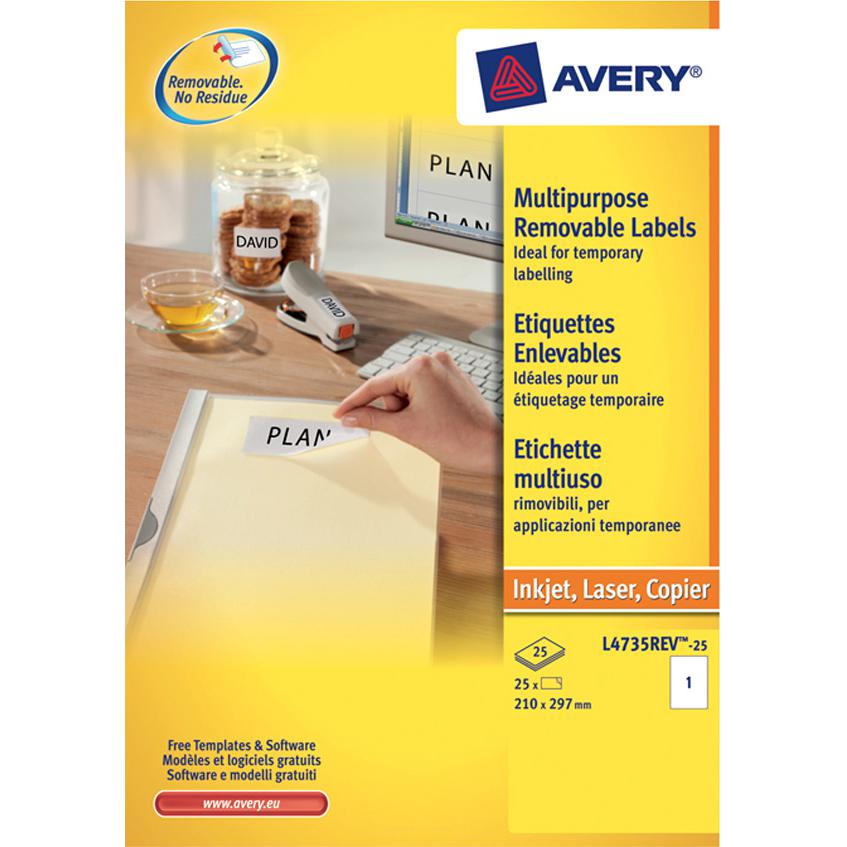 Avery Stick & Lift Multipurpose Labels A4 - Jarir Bookstore KSA