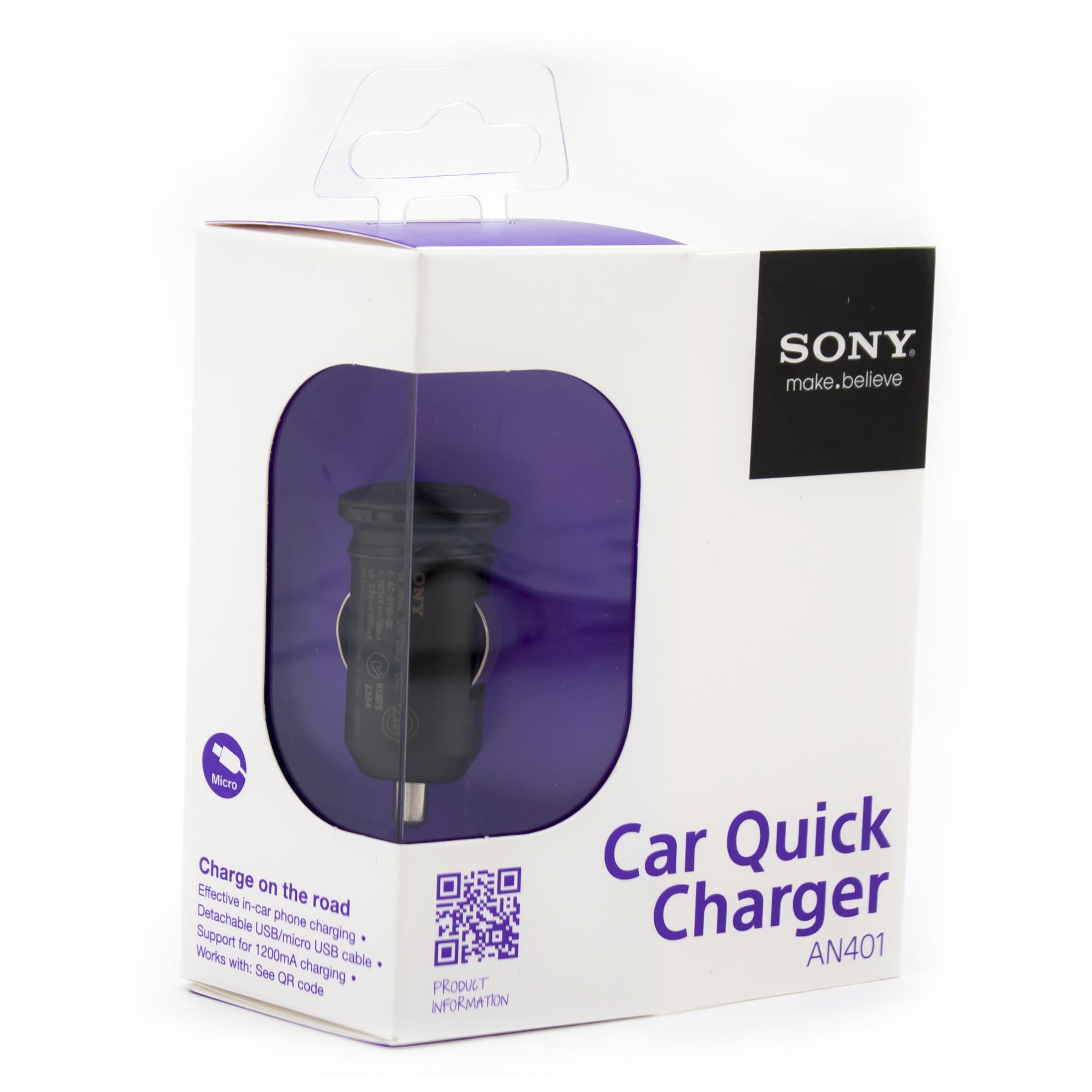 Sony AN401 Quick Car Quick Charger, 1200 mAh, Single USB, Black