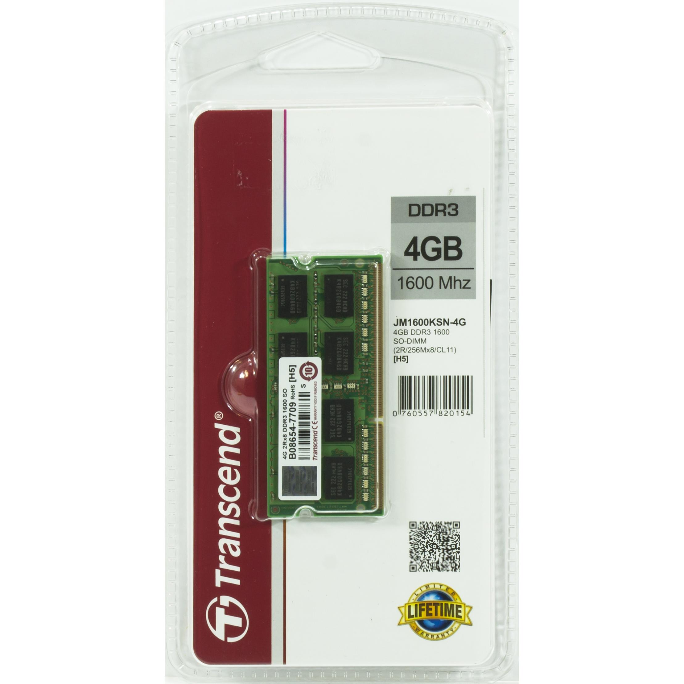 Transcend JetRam JM1600-KSN-4G SDRAM DDR3 SO-DIMM 4 GB - Jarir ...