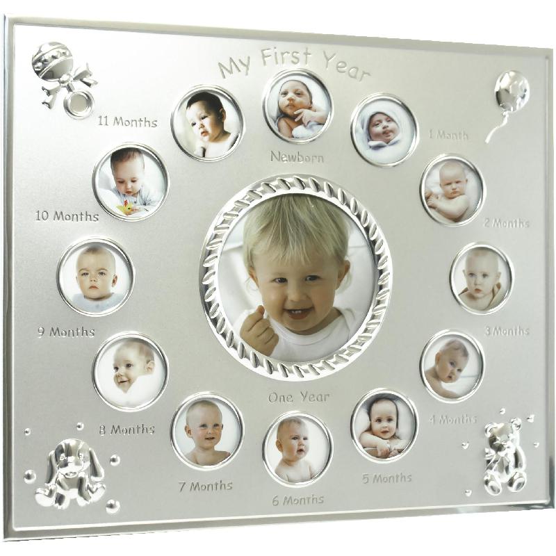 Frame House Photo Frame, My First Year", for Baby, 30" X 25", Silver ...
