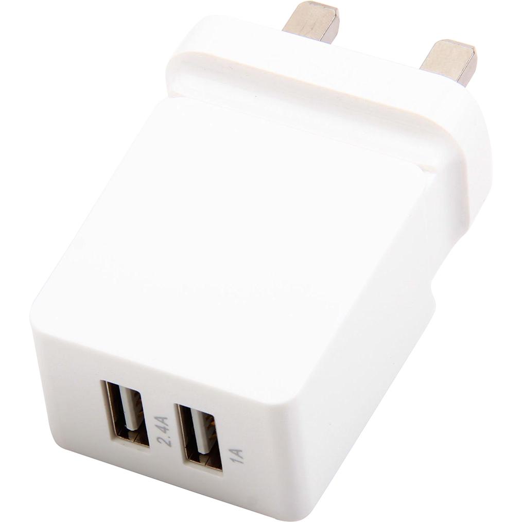 USB Home Charger, Fast Battery Charging, Dual USB, White