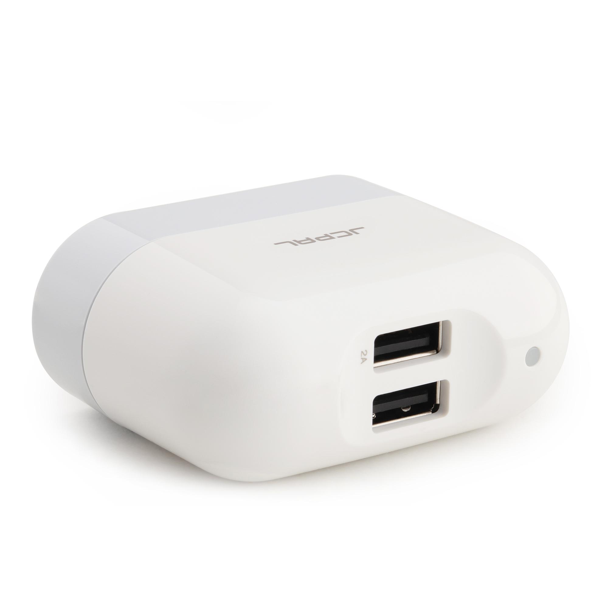 JCPAL Connex Wall Charger, Dual USB, Grey/White