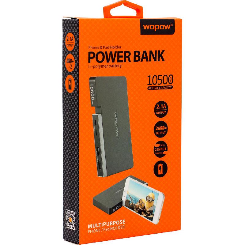 Wopow S10 Power Bank Charger Fast Battery Charging 10500 mAh Dual USB ...