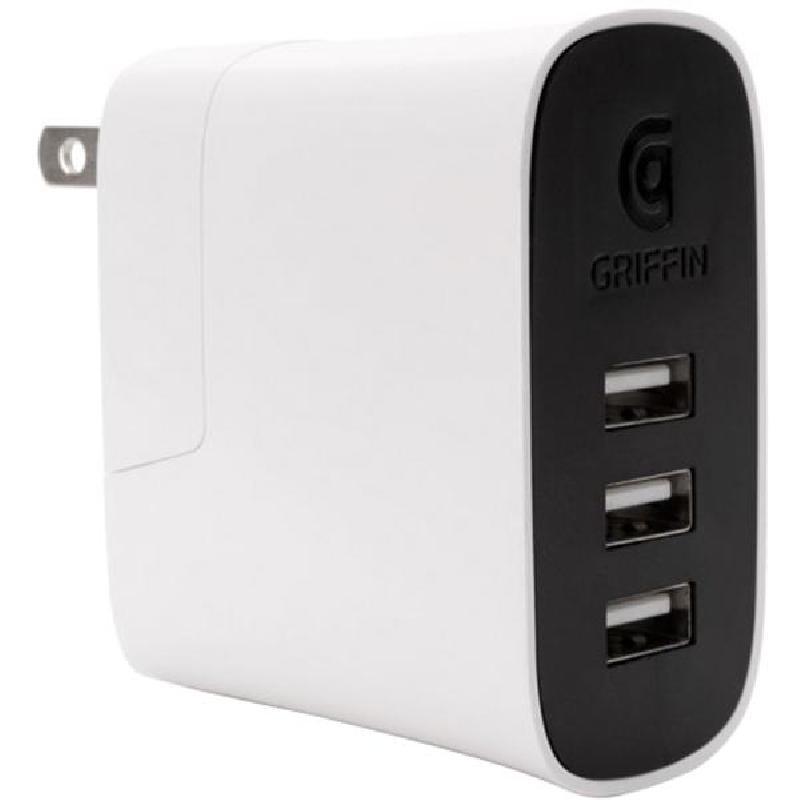 Griffin PowerBlock USB Home Charger, 30 Watts, 3 USB, White