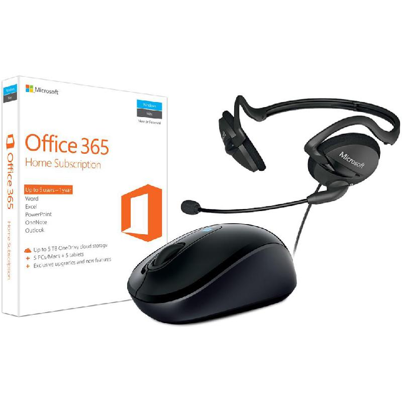 Microsoft Bundle - Office 365 Home + Mouse + Headset English 1 User ...
