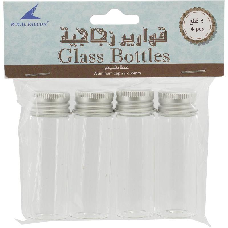 Royal Falcon Glass Bottle with Aluminum Cap, 22 X 95 mm, Tube, Clear ...