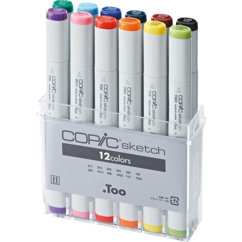 COPiC Sketch Set B Basic (12 Color) Graphic Art Marker Assorted Color ...