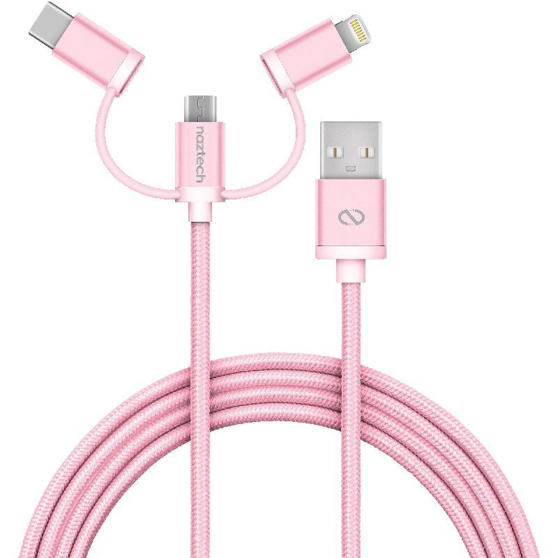 Naztech 3-in-1 Braided USB-C;Lightning;Micro USB to USB 2.0 Sync ...