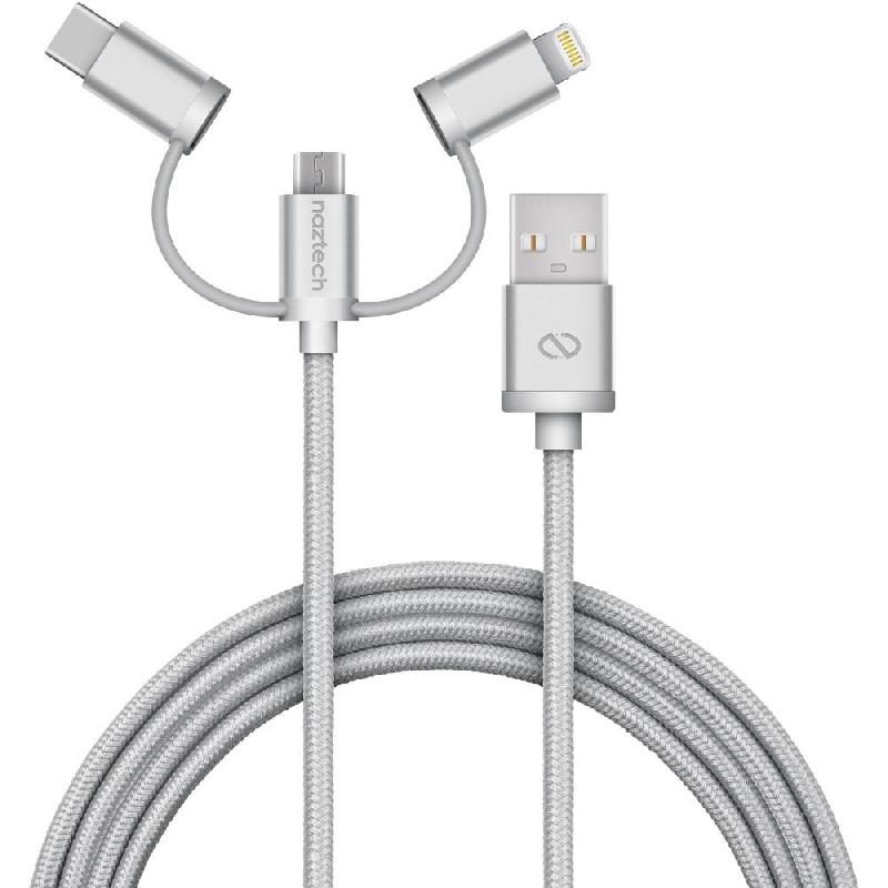 Naztech 3-in-1 Braided USB-C;Lightning;Micro USB to USB 2.0 Sync ...