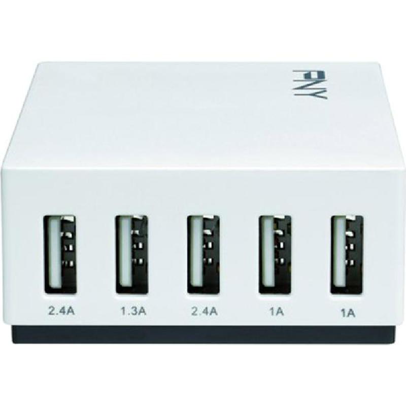 PNY TECHNOLOGIES Multi-USB, Extension Charger, 25 Watts, 5 USB, White