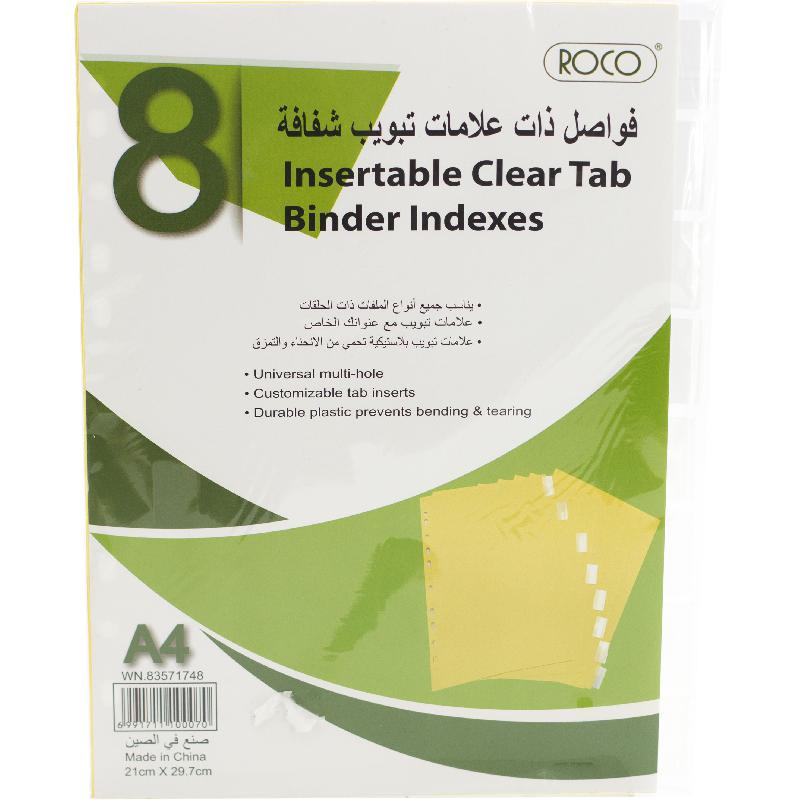 Roco Index Divider, A4, 1/8 Tab Cut, Blank Tab Type, Clear Tabs, Paper ...