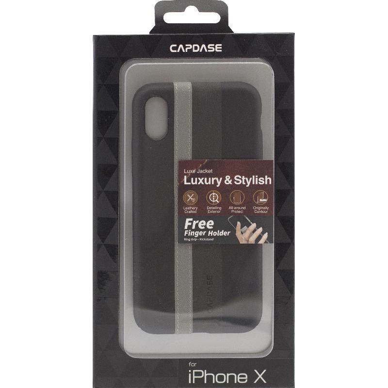 Capdase Luxe Jacket Back Cover Mobile Case for iPhone X Black Capdase