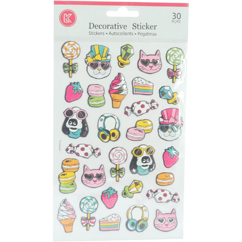 Cats/Burgers/Lollipop Puffy Foil Stickers - Jarir Bookstore KSA