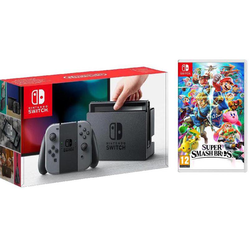 Nintendo Switch Joy-Con (Grey) 32 GB Bundle with Super Smash Bros Grey ...