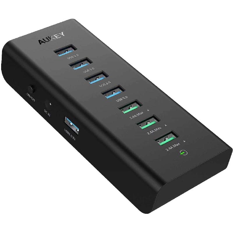 Aukey Extension Charger, USB-C + Quick Charge 3.0, 40 Watts, 7 USB (4X ...
