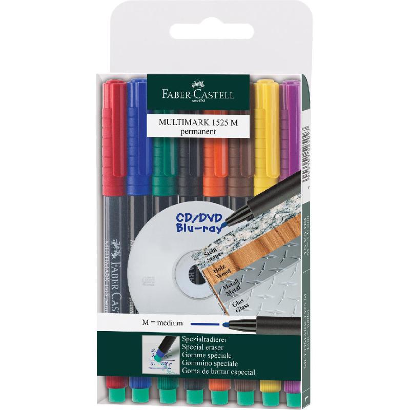 Faber-Castell Multimark 1525 M Permanent Marker 1 mm Round Tip Assorted ...
